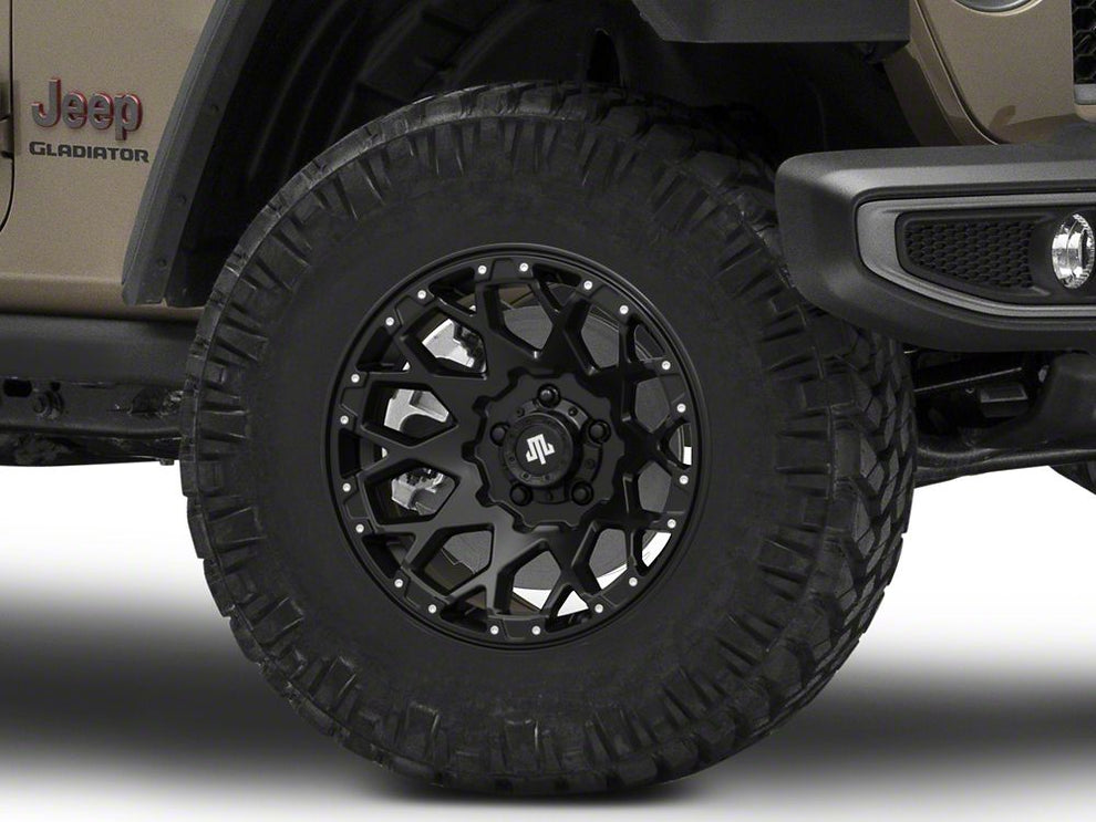 Mammoth Vex Satin Black Machined Wheel; 17x9; -6mm Offset (20-25 Jeep ...